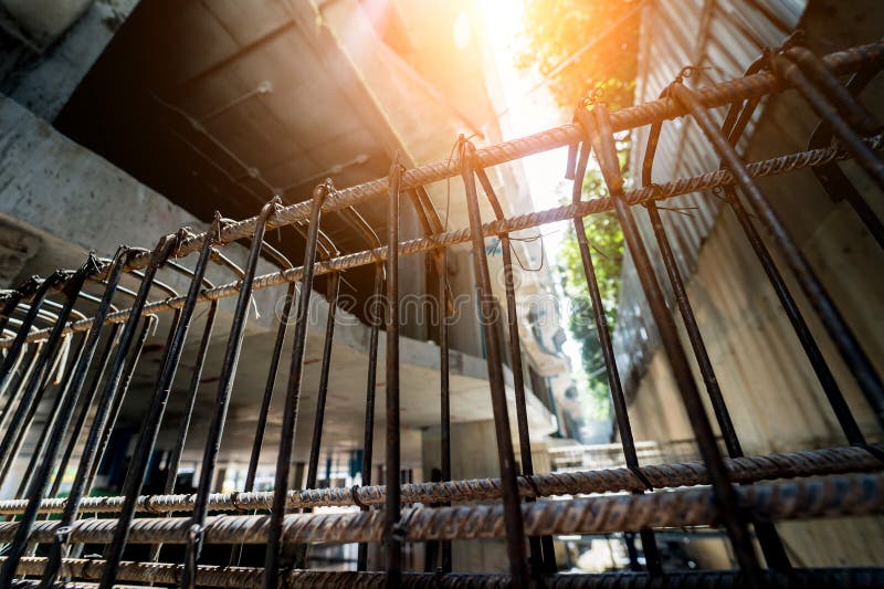 Sturdy Steel Rebars at a Construction Site Stock Image - Image of labor ...