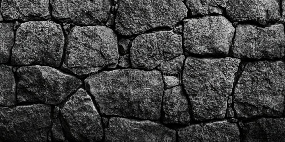 Sturdy Stone Wall Shows Strong Texture and Dark Shade with Concept of ...