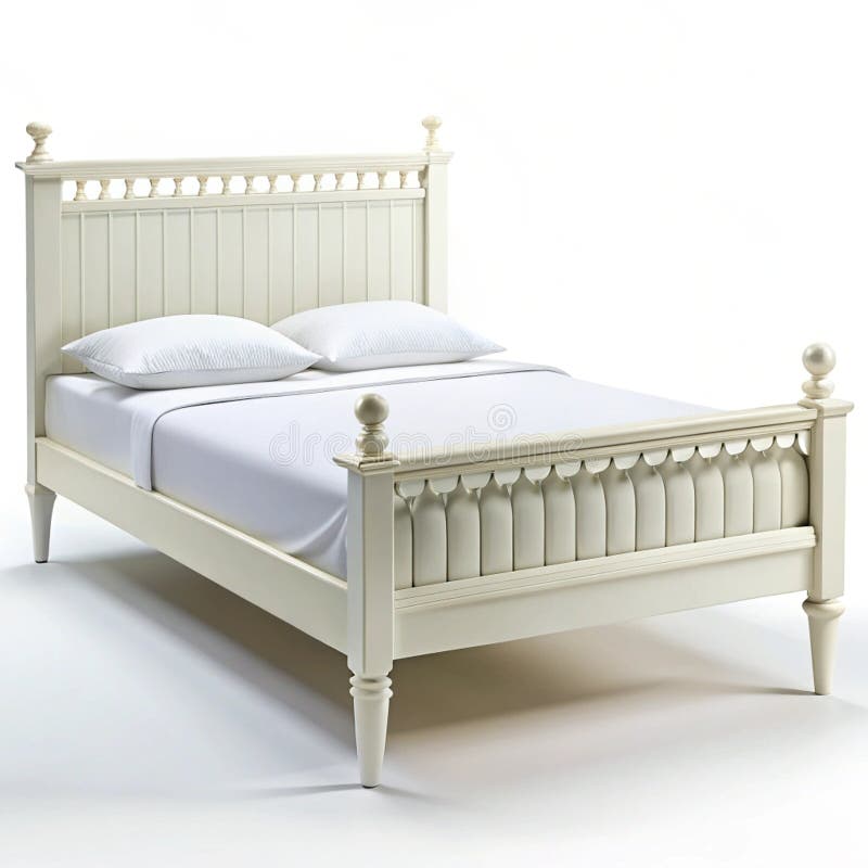 Sturdy and Stylish Bed Frame in White Finish with Classic Design ...