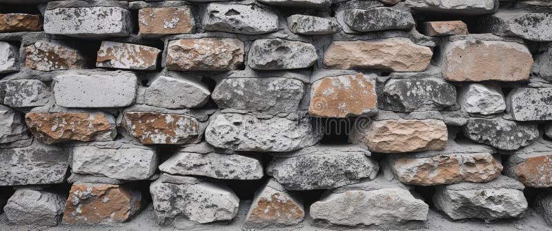 A Sturdy and Textured Stone Wall with Varied Stones and Mortar Creating ...