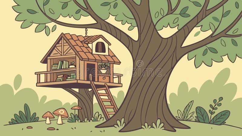 Sturdy Treehouse, Classic and Inviting. Vector Design Generative AI ...