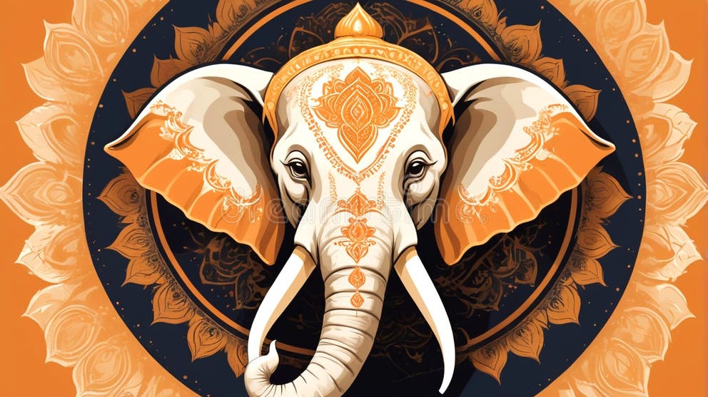 A Sturdy Vector Elephant Head Facing Forward Stock Illustration ...