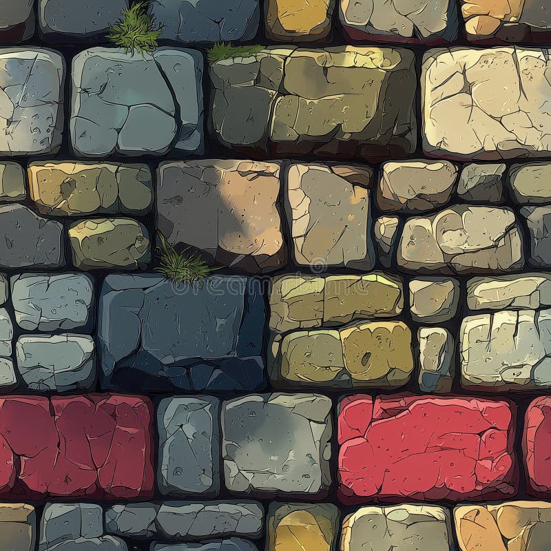A Sturdy Wall Constructed from Various Natural Rocks Forming a Durable ...