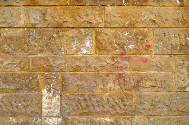 Sturdy Yellow and Beige Cut Stone Wall, Seamless Lined Up Stock Photo ...