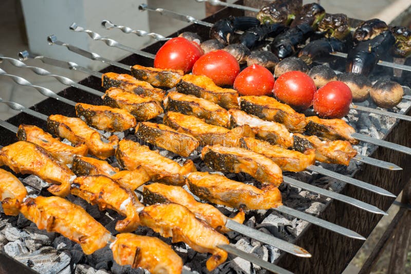 Sturgeon Fillets on a Skewer Stock Photo - Image of snack, trout: 33112422