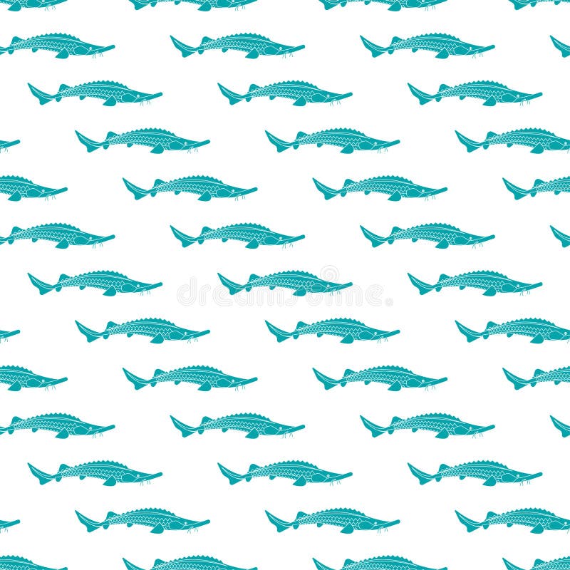 Sturgeon Pattern Seamless. Fish Background Stock Vector - Illustration ...