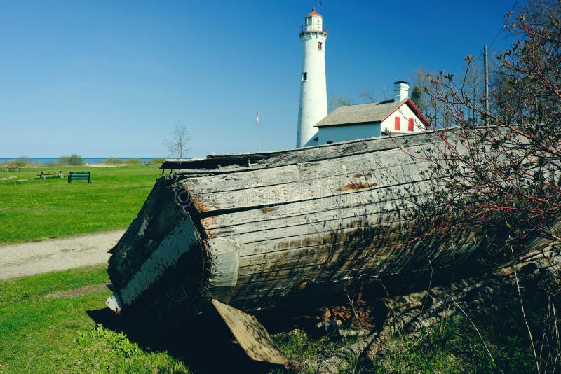 Sturgeon Point Lighthouse, Built in 1869 Stock Photo - Image of light ...