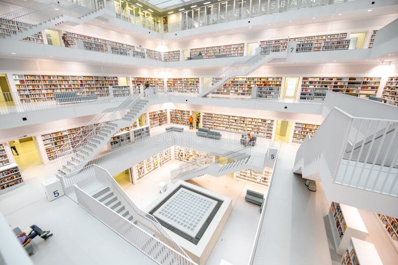 Stuttgard City Library editorial stock image. Image of hall - 129574799