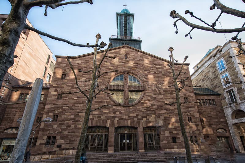 Stuttgart Church with Trees Editorial Image - Image of range, bright ...