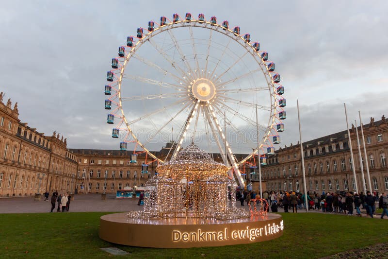 Ferris Wheel a Week before Christmas on the Main Square of Stuttgart ...