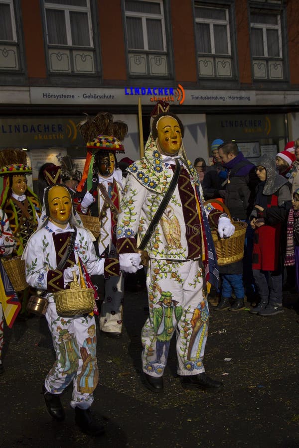 Traditional Masked Carnival Procession in Stuttgart, Germany. Editorial ...