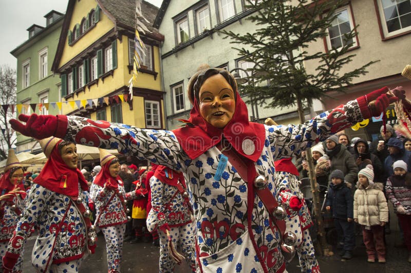 Traditional Masked Carnival Procession in Stuttgart, Germany. Editorial ...