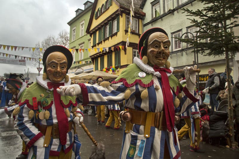 Traditional Masked Carnival Procession in Stuttgart, Germany. Editorial ...