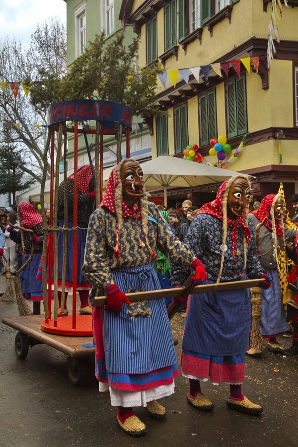 Traditional Masked Carnival Procession in Stuttgart, Germany. Editorial ...