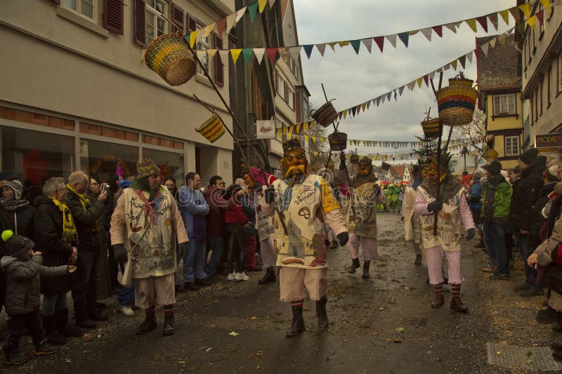 Traditional Masked Carnival Procession in Stuttgart, Germany. Editorial ...