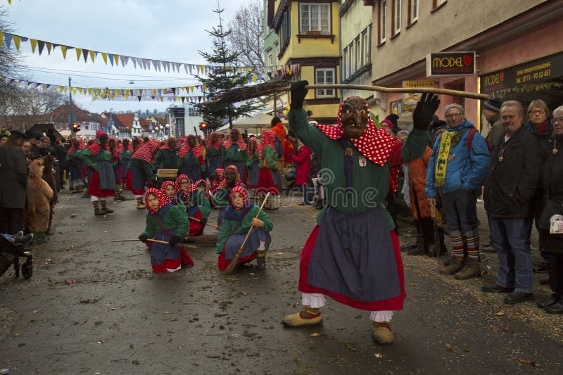 Traditional Masked Carnival Procession in Stuttgart, Germany. Editorial ...