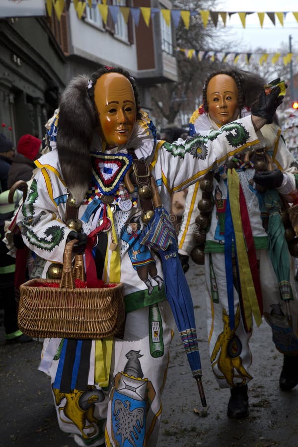 Traditional Masked Carnival Procession in Stuttgart, Germany. Editorial ...