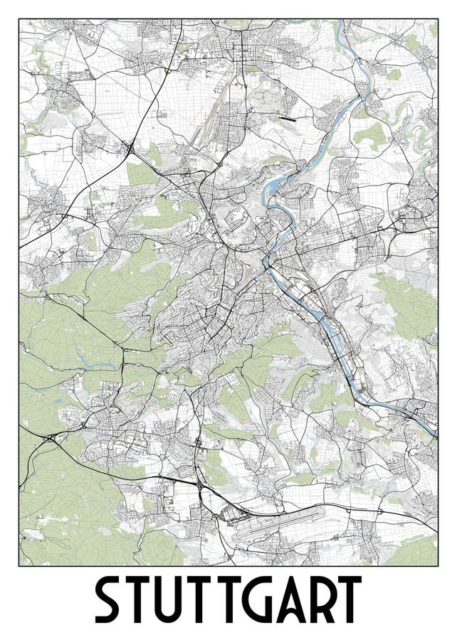 Stuttgart, Germany map stock vector. Illustration of plan - 317443775