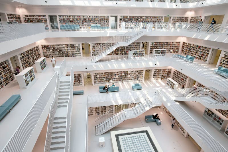 STUTTGART -GERMANY-MAY-11-2019 : Interior of New Public Library in ...
