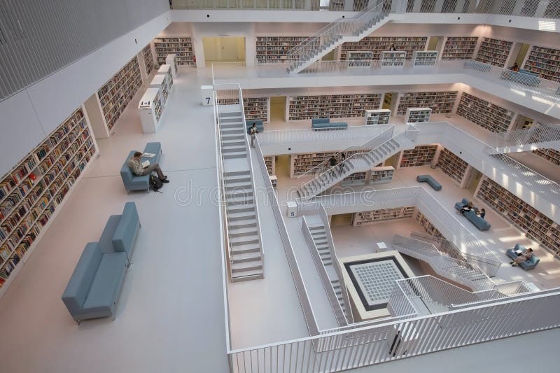 STUTTGART -GERMANY-MAY-11-2019 : Interior of New Public Library in ...