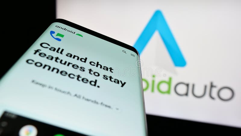 Mobile Ohone with Website of Mobile App Android Auto (Google) on Screen ...