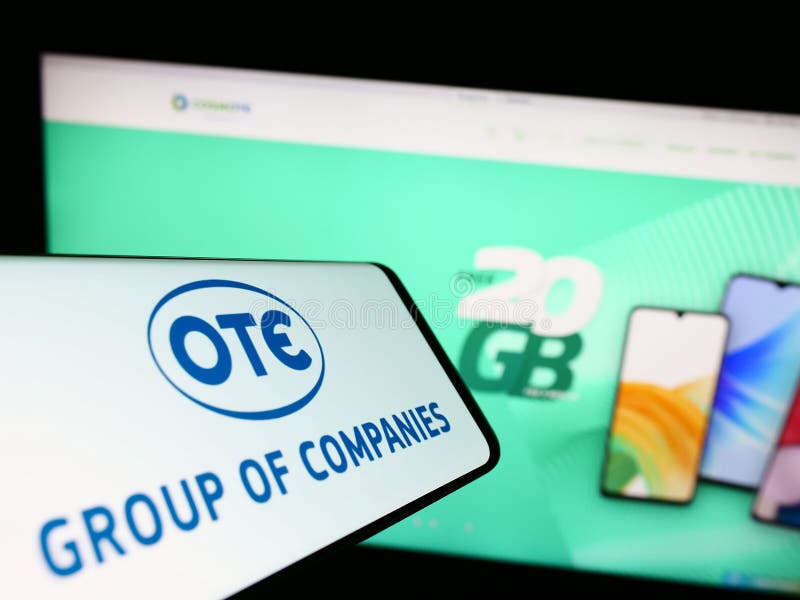 Mobile Phone with Logo of Hellenic Telecommunications Organisation (OTE ...