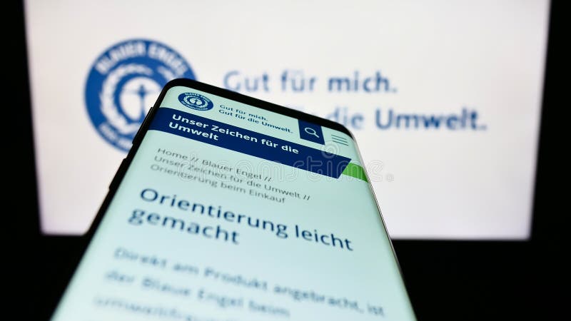 Mobile Phone with Webpage of German Environmental Label Blauer Engel ...