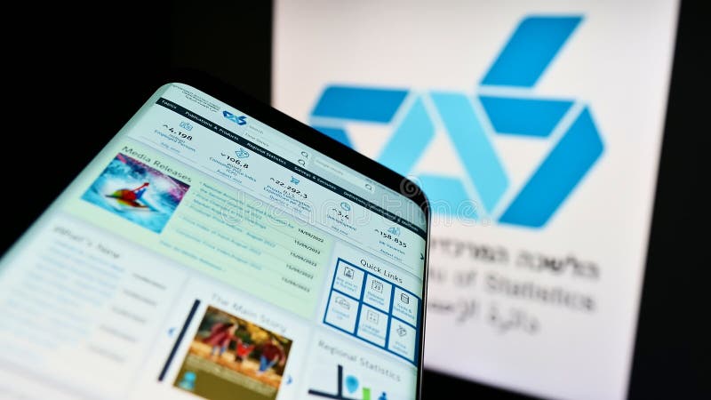 Mobile Phone with Website of Israel Central Bureau of Statistics (CBS ...