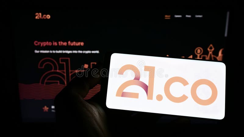 Person Holding Mobile Phone with Logo of Crypto Company Amun Holdings ... Person Holding Mobile Phone with Logo of Crypto Company Amun Holdings ...