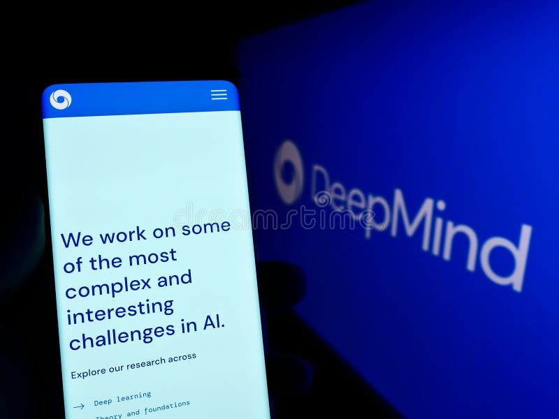 Person Holding Smartphone with Webpage of AI Company DeepMind ...