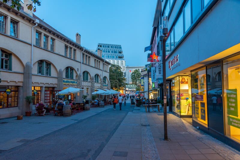 Stuttgart, Germany, September 18, 2020: Night View of a Street I ...