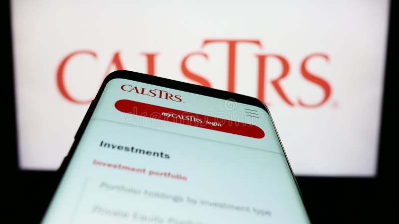 Smartphone with Webpage of California State Teachers Retirement System ...