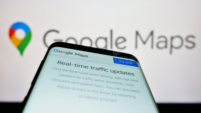 Smartphone with Website of Web Mapping Platform Google Maps on Screen ...