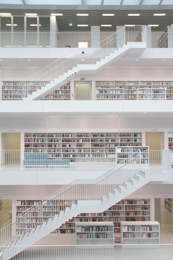 Exterior of Futuristic Public Library in Stuttgart Germany. Editorial ...