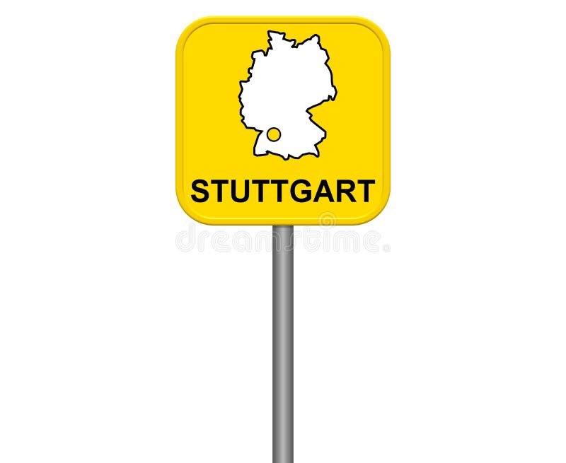 Stuttgart - Yellow City Sign with German Map Stock Illustration ...