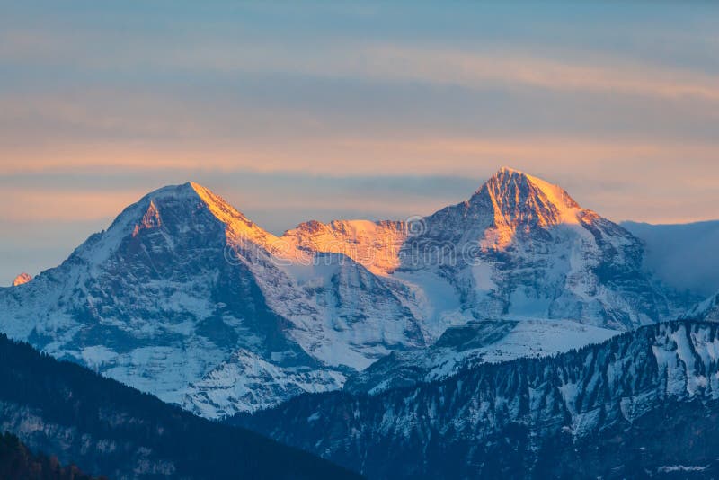 Stuuning View of Eiger North Face in Sunset Stock Image - Image of aare ...