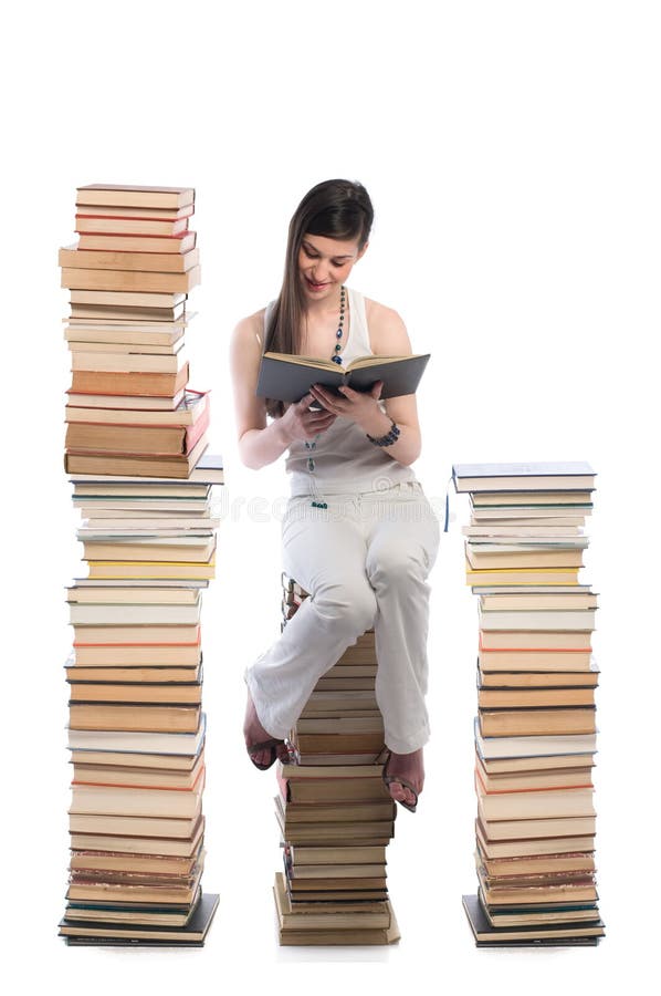 Styding woman stock image. Image of happiness, books - 14672493