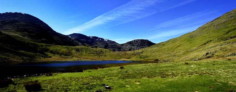 Styhead Tarn Seen from Windy Gap, Lake District Stock Image - Image of ...