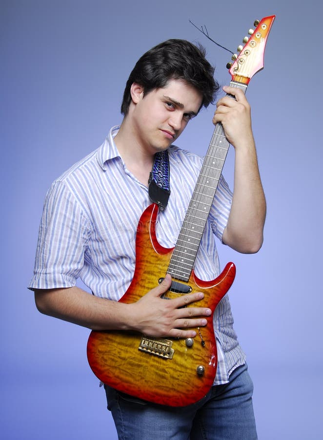Style Boy with Electro Guitar Stock Image - Image of costume, lifestyle ...