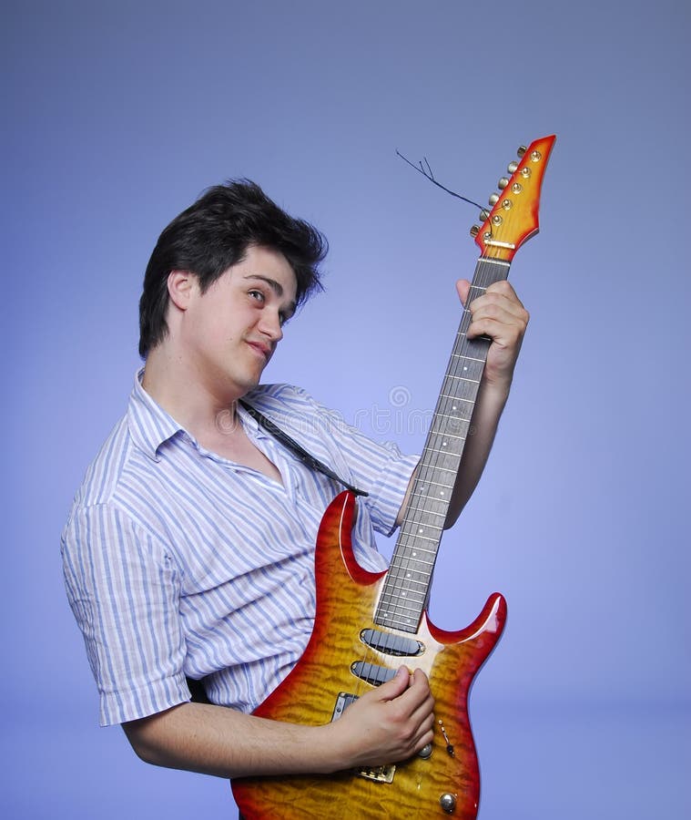 Style Boy with Electro Guitar Stock Image - Image of performer, jeans ...