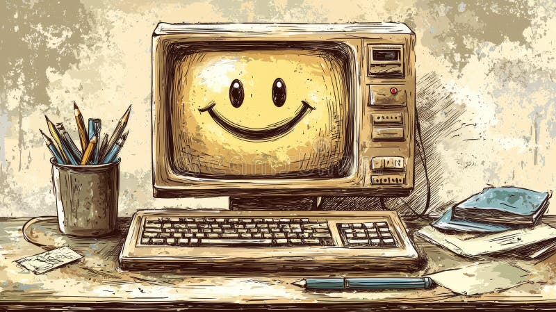 The Style of the Browser is Retro with Smiley Faces, Interface Elements ...