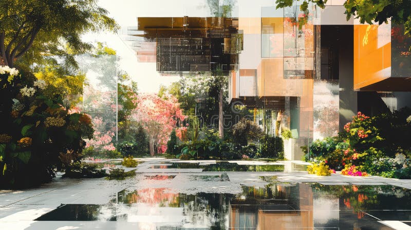 Style Deconstructing Garden Design Plan in Glitch Style Stock Photo - Image of disrupt ...