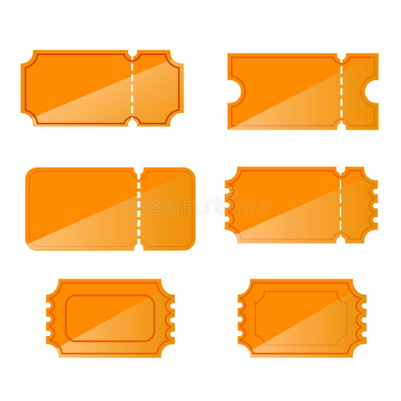 6 Style Flat Icon Orange Ticket or Coupon Stock Vector - Illustration ...