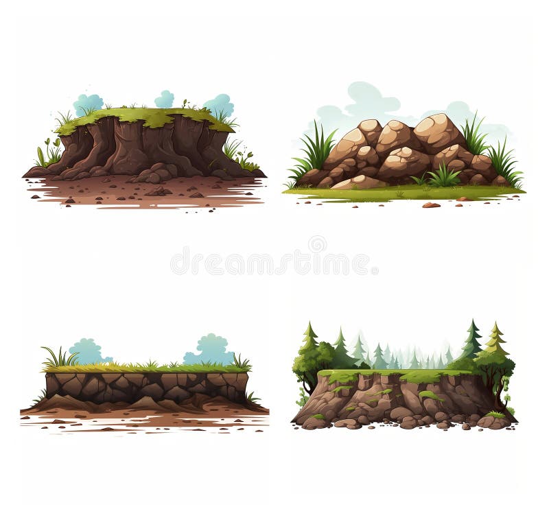 Ground Vector Style Front View on White Background Stock Illustration ...