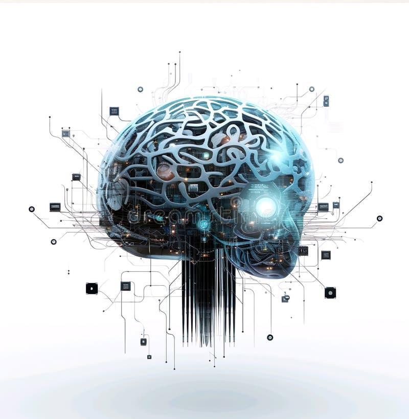 Style Image Depicting Artificial Intelligence Brain, Minimalist, White ...