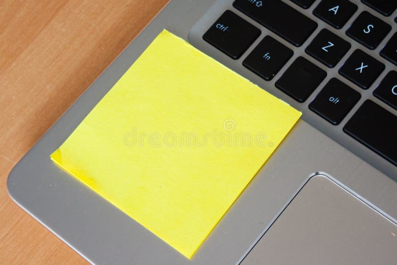 Style Image of Modern Laptop Computer Keyboard. Yellow Sticky Note To ...