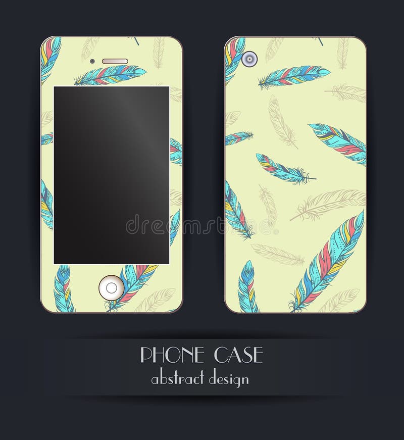 Style Phone Case. Print with Abstract Feathers, Ethnic Pattern. Stock ...