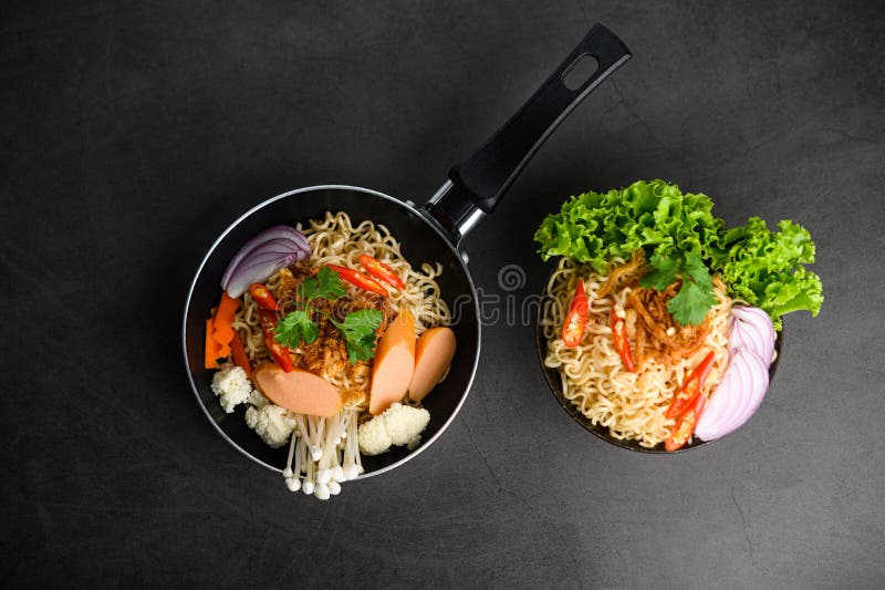 The Style Still Life with Noodles in the Pan Stock Photo - Image of ...