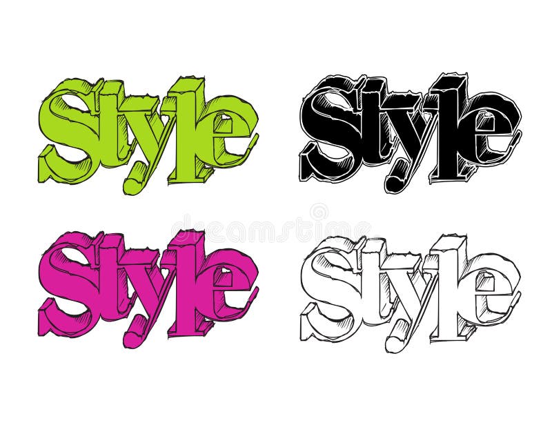 Style Text. Inscription Style. Style Text in Different Colors Stock ...