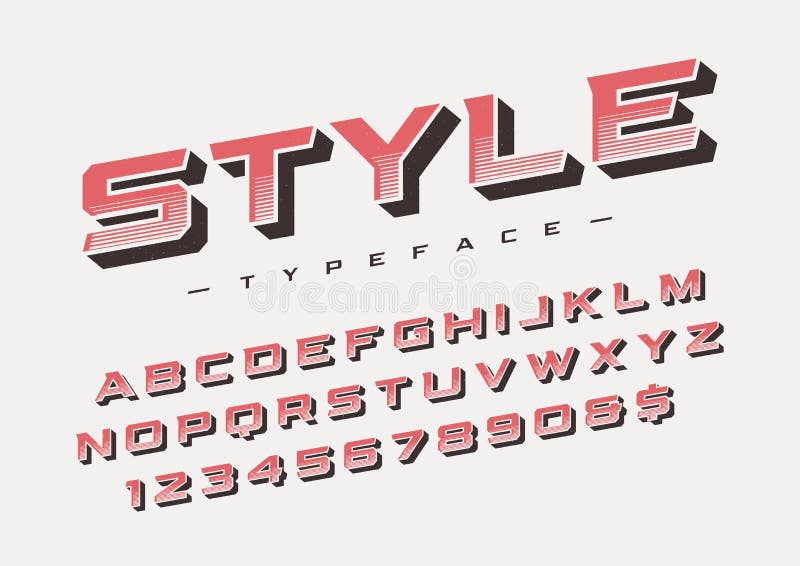 Retro 3d Display Font Design, Alphabet, Letters Stock Vector ...